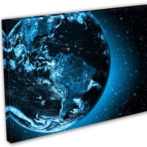 Dark Blue Earth From Space - 5 Panel Split Canvas Print. Planet Earth ...