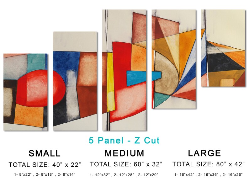 Abstract Shapes Art 3 Panel Split Triptych Canvas Print. | Etsy