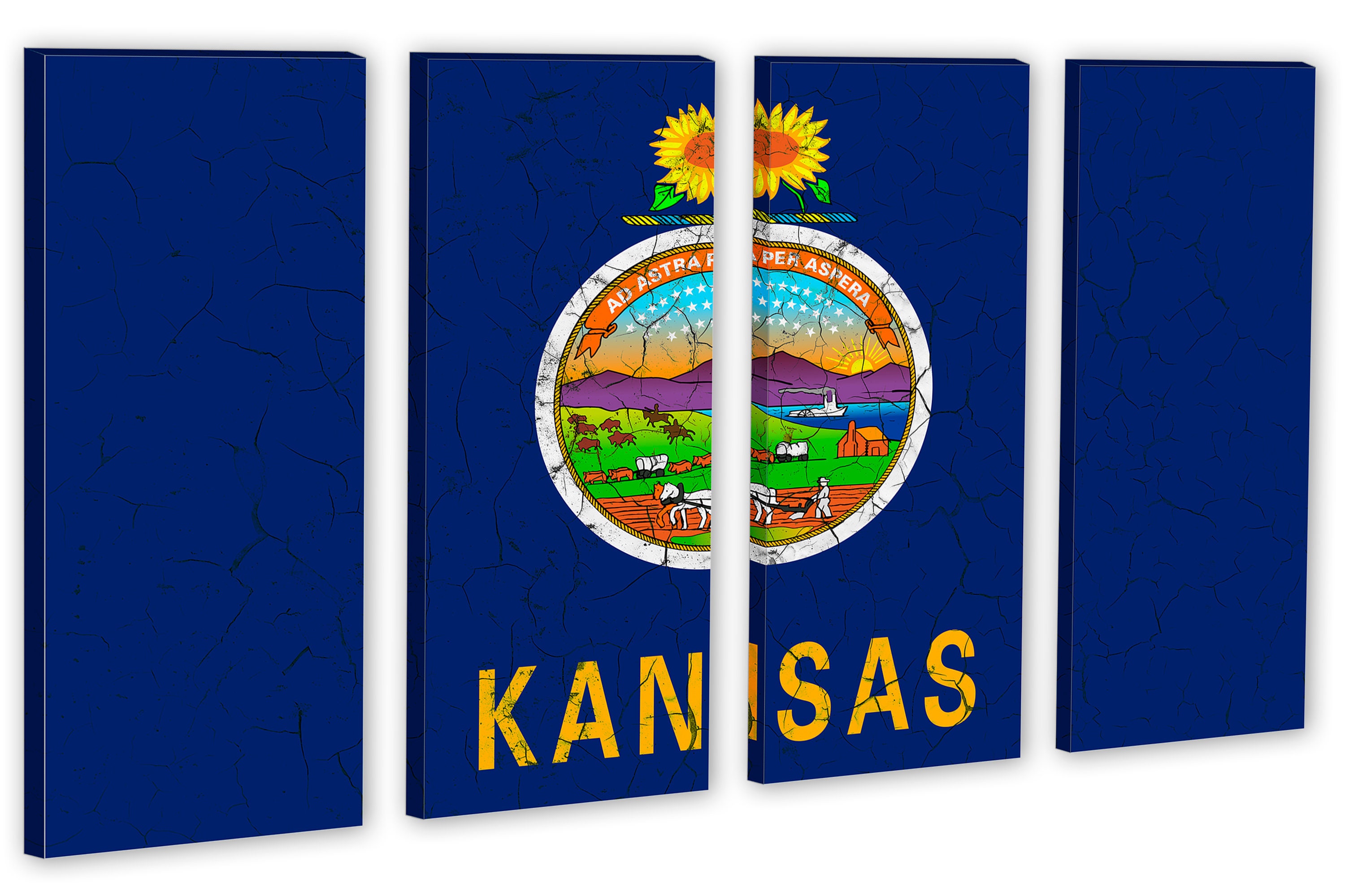 Kansas State Flag Canvas Print Wall Art 3 panel split | Etsy