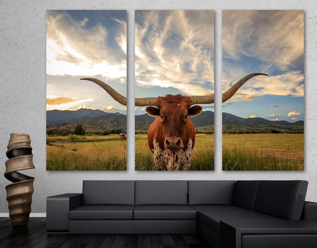 Texas Longhorn Wall Art Canvas Print. Large Cow Print Animal Art of ...