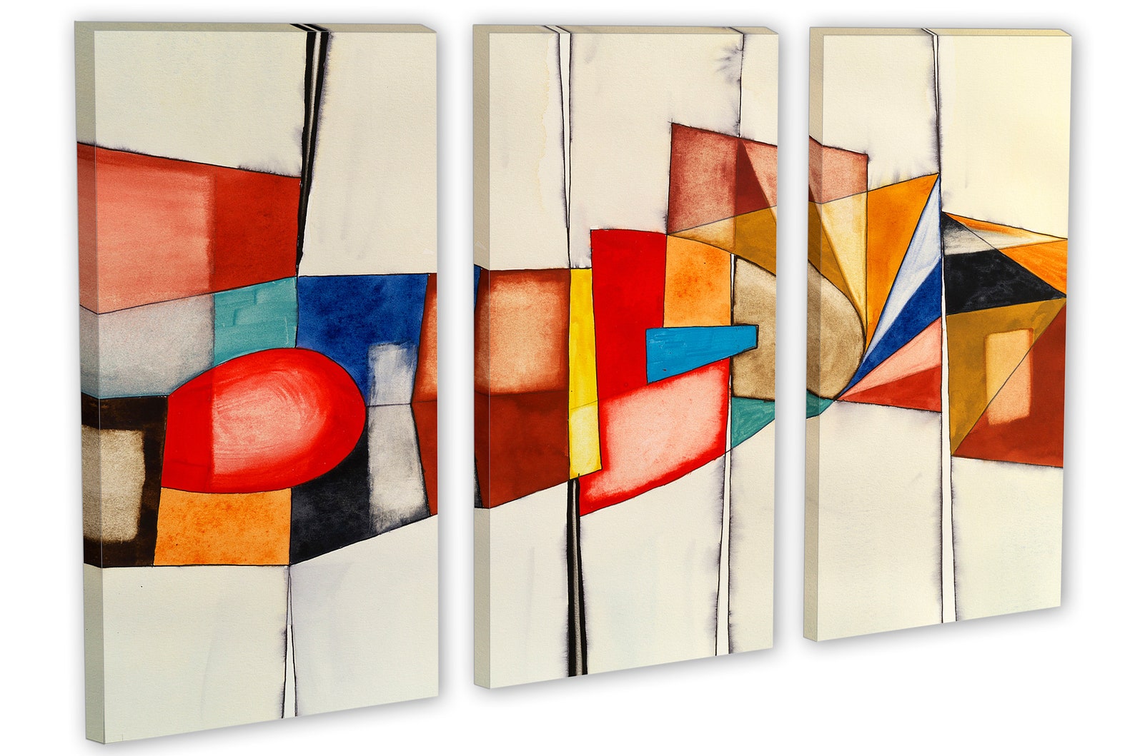 Abstract Shapes Art 3 Panel Split Triptych Canvas Print. | Etsy