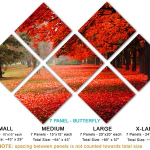 Red Autumn Park Canvas Print, 3 Panel Split, Triptych. Scenic Fall ...