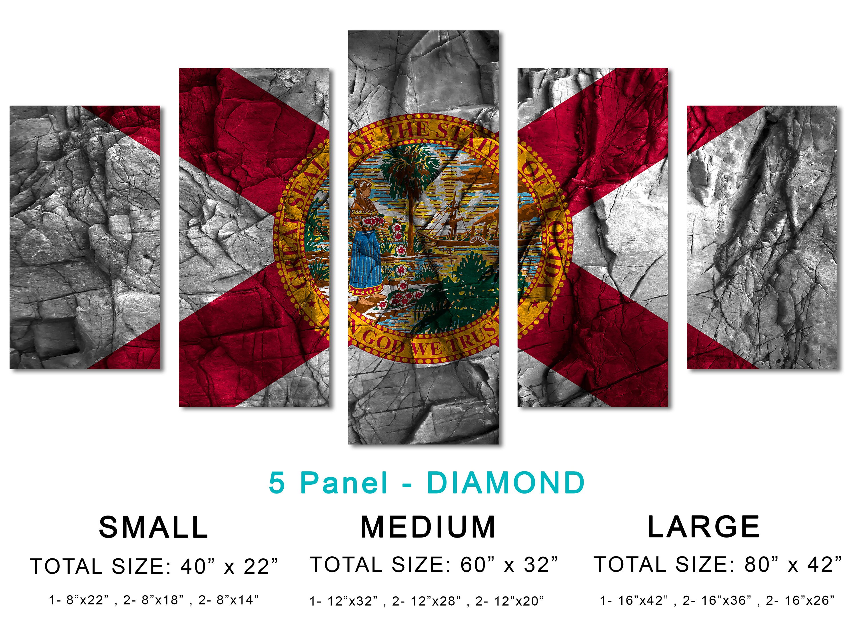 Florida Flag Stone Effect Wall Art Canvas Print 3 panel | Etsy