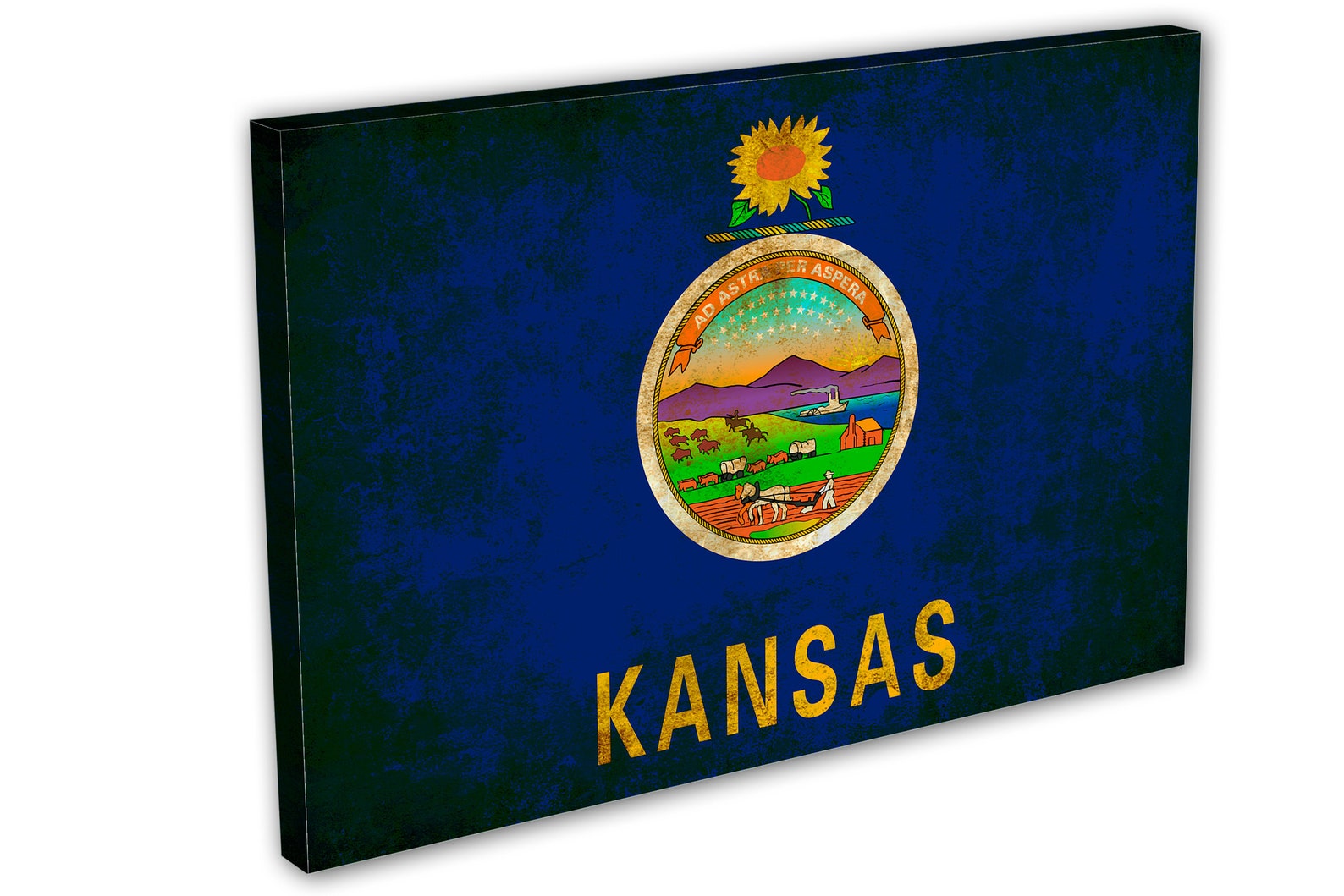 Kansas State Flag Wall Art Canvas Print Rustic Grunge Effect - Etsy