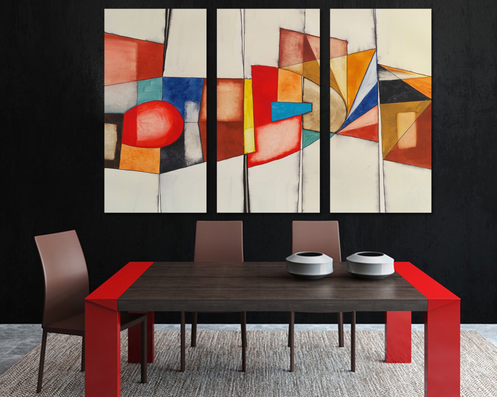 Abstract Shapes Art 3 Panel Split Triptych Canvas Print. - Etsy