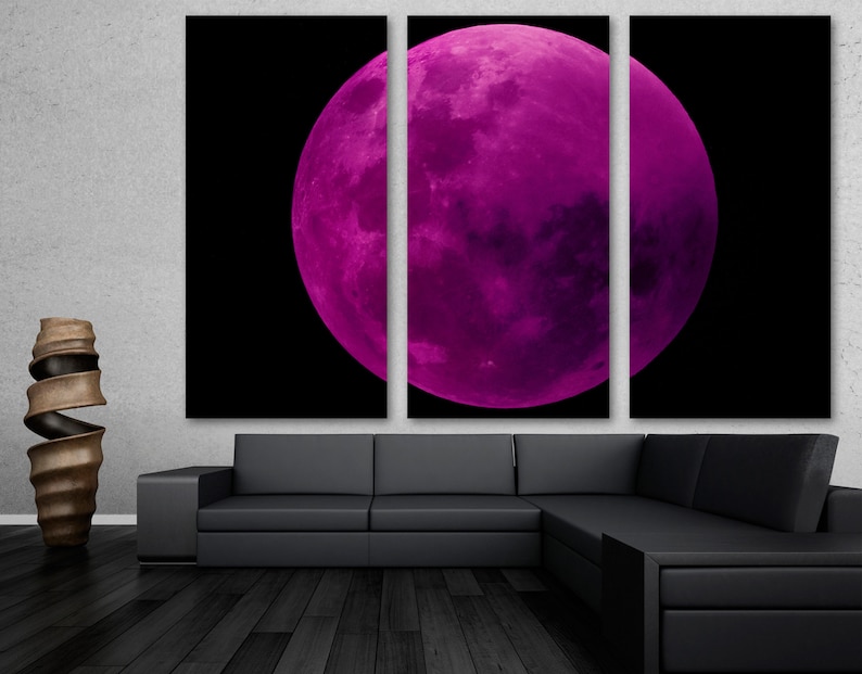 Super Blood Wolf Moon Wall Art Magenta Canvas Print. Celestial - Etsy