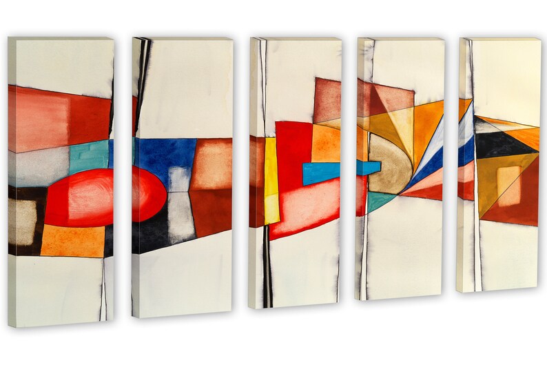 Abstract Shapes Art 3 Panel Split Triptych Canvas Print. - Etsy