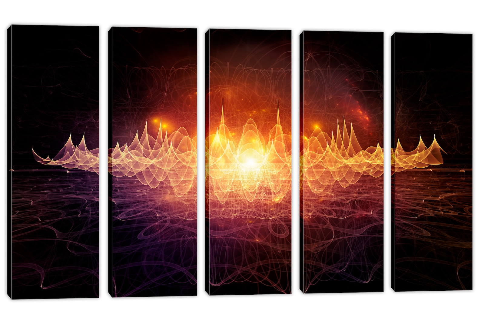 Abstract Sound Wave Wall Art Canvas Print Orange. Fractal Art - Etsy