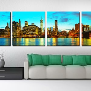 4 Panel Split New York Skyline Panoramic Canvas Print. NYC - Etsy