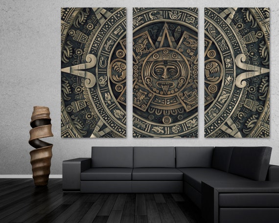 Aztec Calendar Canvas Print Wall Art. Aztec Wall Art Decor in | Etsy