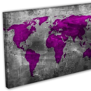 Abstract Purple World Map Canvas Print 3 Panel Split - Etsy