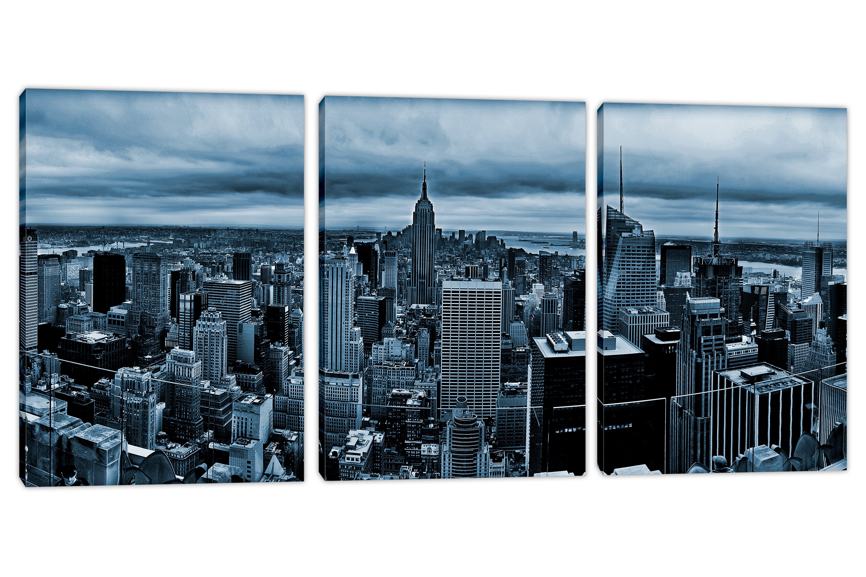 Blue New York Skyline Wall Art Canvas Print NY Cityscape | Etsy