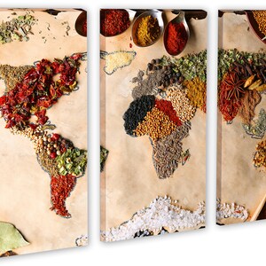 World Spice Map Canvas Wall Art, Map of Salt & Spices Map Kitchen Art ...