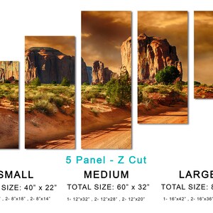 Monument Valley, Arizona Scenic Sunset -3 Panel Split Triptych Canvas ...