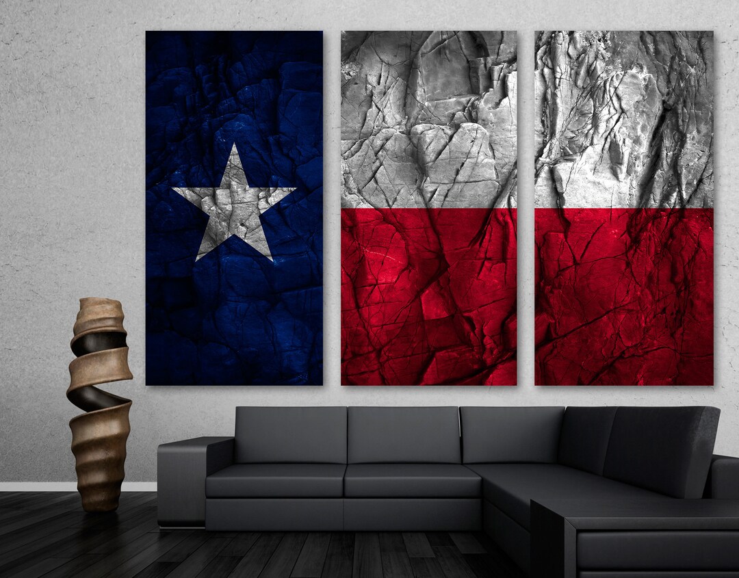 Texas State Flag Wall Art Canvas Print Stone Back Effect - USA State ...