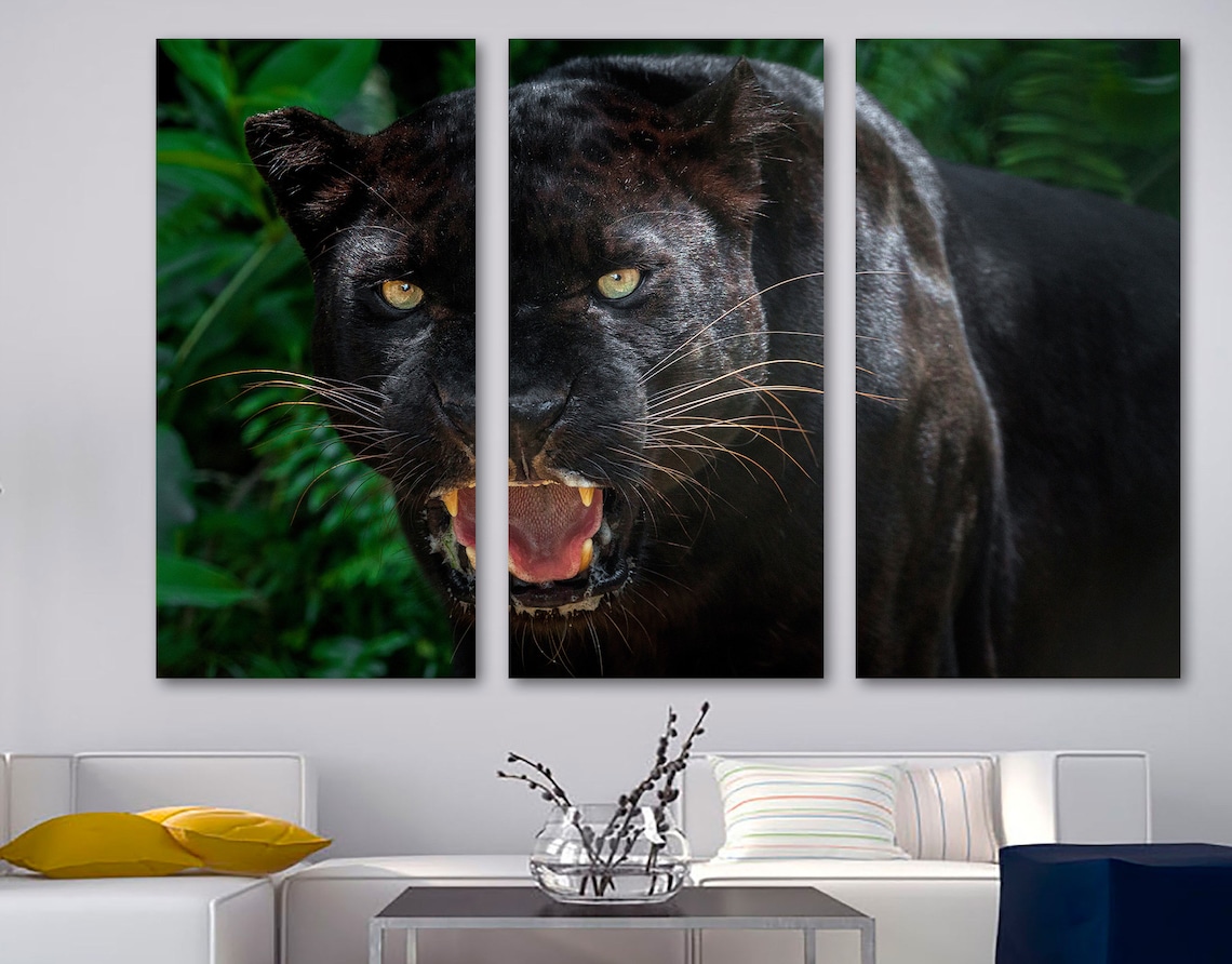Black Panther Wall Art Portrait Canvas Print. Animal Art, Wildlife ...