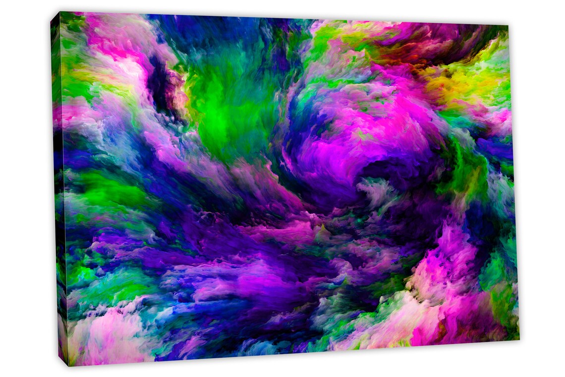 Colorful Wall Art Abstract Clouds Canvas Print Swirling | Etsy