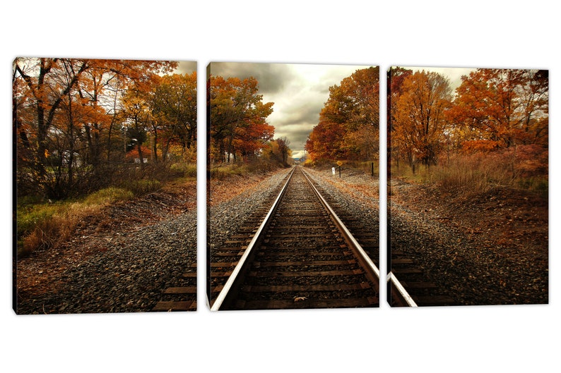 Train Tracks in Fall Wall Art Canvas Print. Railroad Tracks - Etsy