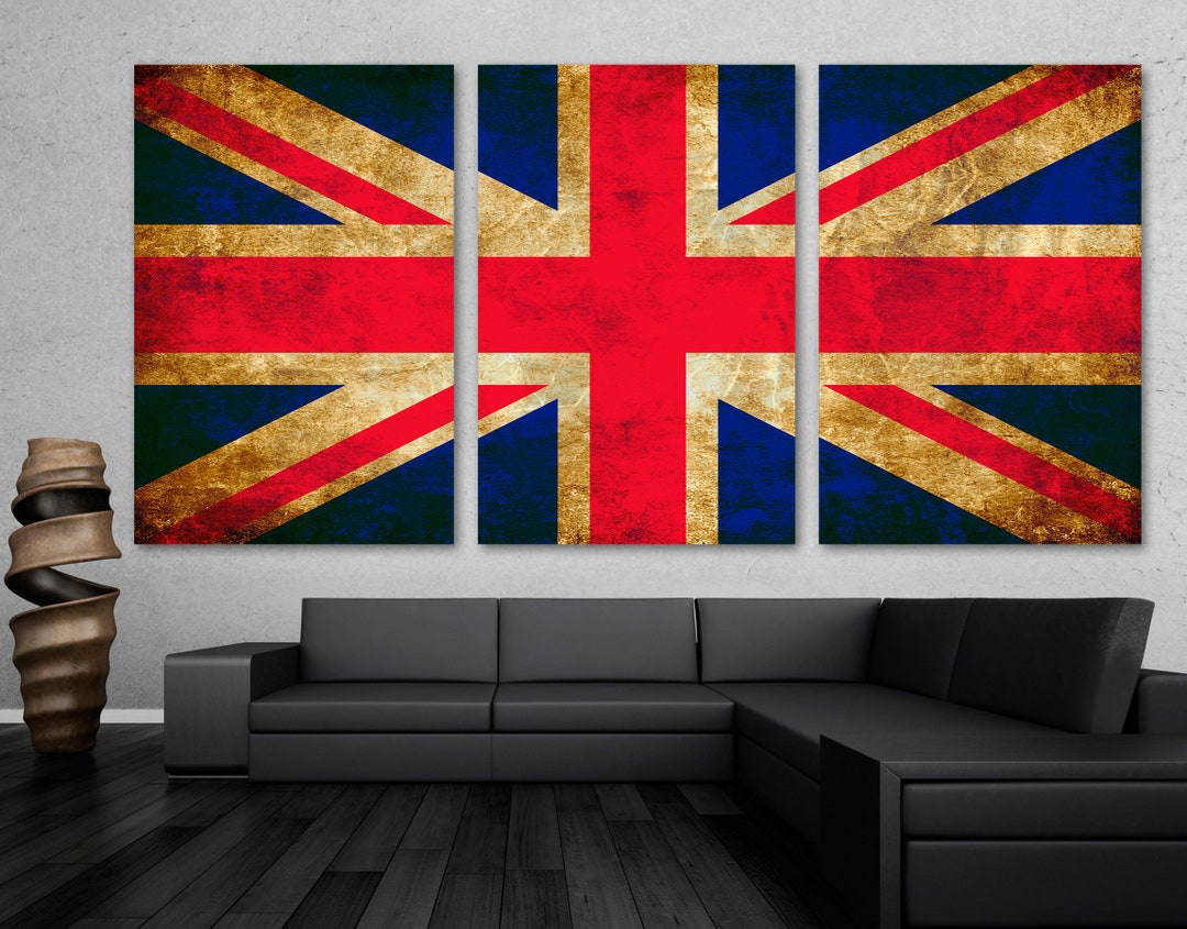British Flag Rustic Grunge Canvas Print Wall Art. UK, England Country ...