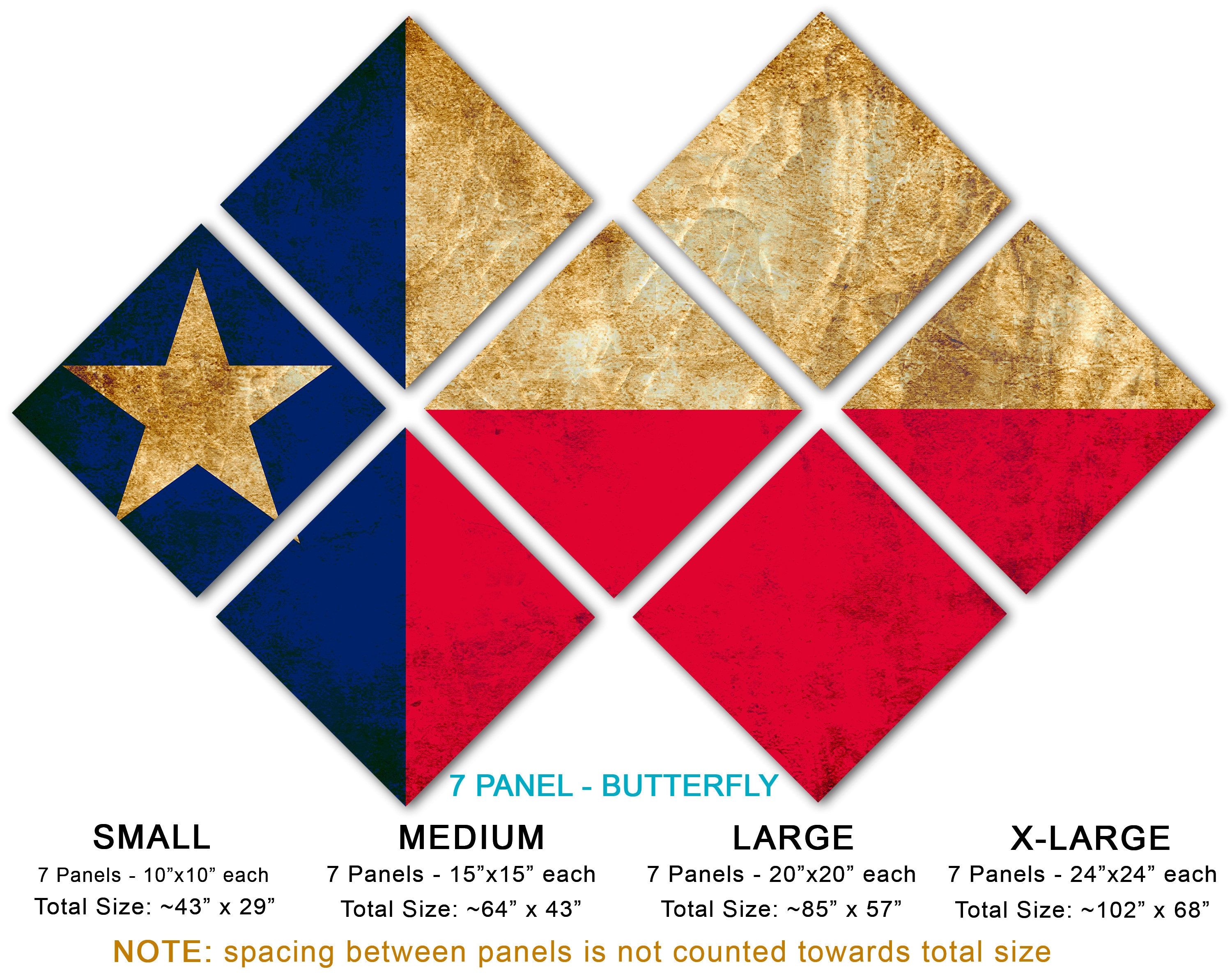 Texas State Flag Wall Art Canvas Print Rustic Grunge - USA State Flag ...