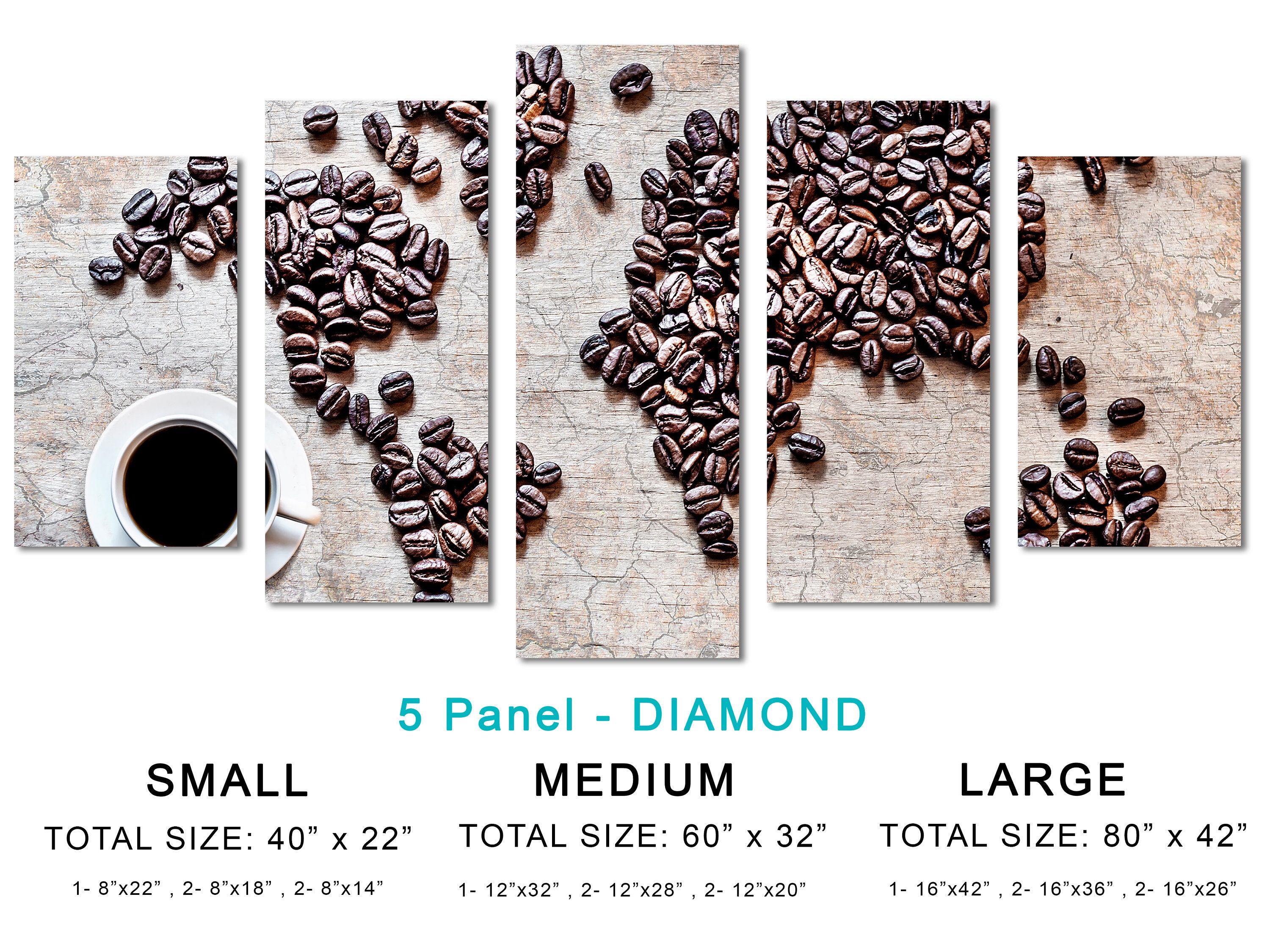 World Map Coffee Bean Canvas Print Wall Art, Coffee Shop Art, Kitchen ...