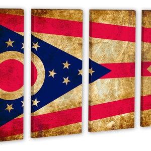 Ohio State Flag Wall Art Canvas Print Rustic Grunge - USA State Flag ...