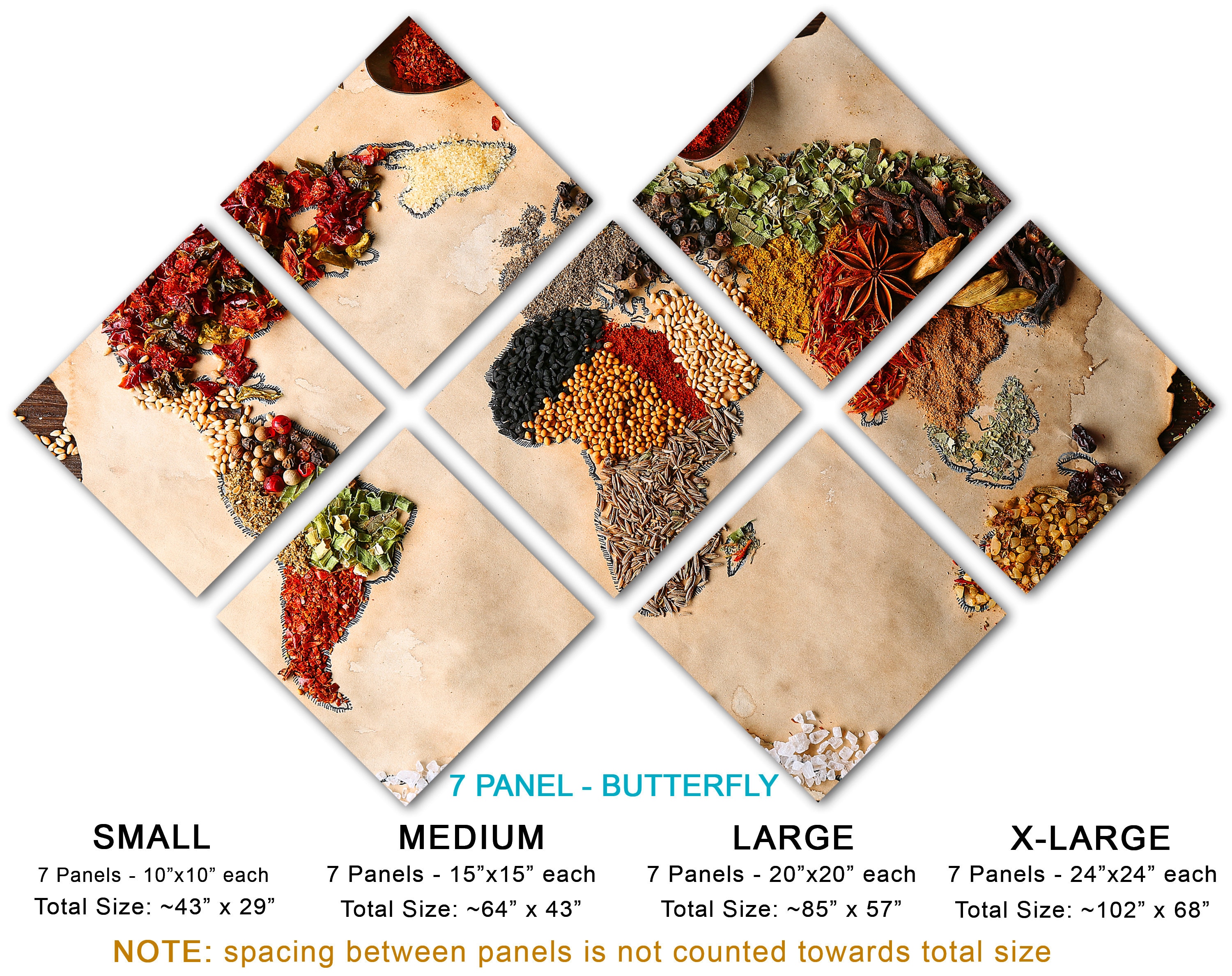 World Spice Map Canvas Wall Art, Map of Salt & Spices Map Kitchen Art ...