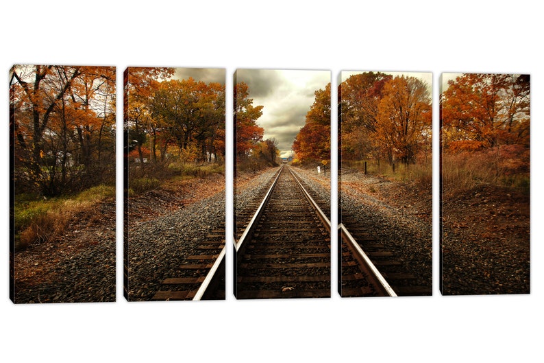 Train Tracks in Fall Wall Art Canvas Print. Railroad Tracks - Etsy