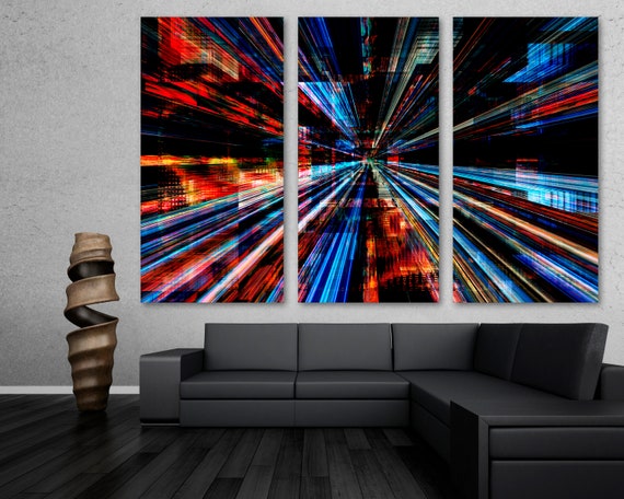 Futuristic Digital Light Vortex Wall Art Canvas Print Digital | Etsy