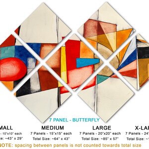 Abstract Shapes Art - 3 Panel Split, Triptych Canvas Print. Stretched ...