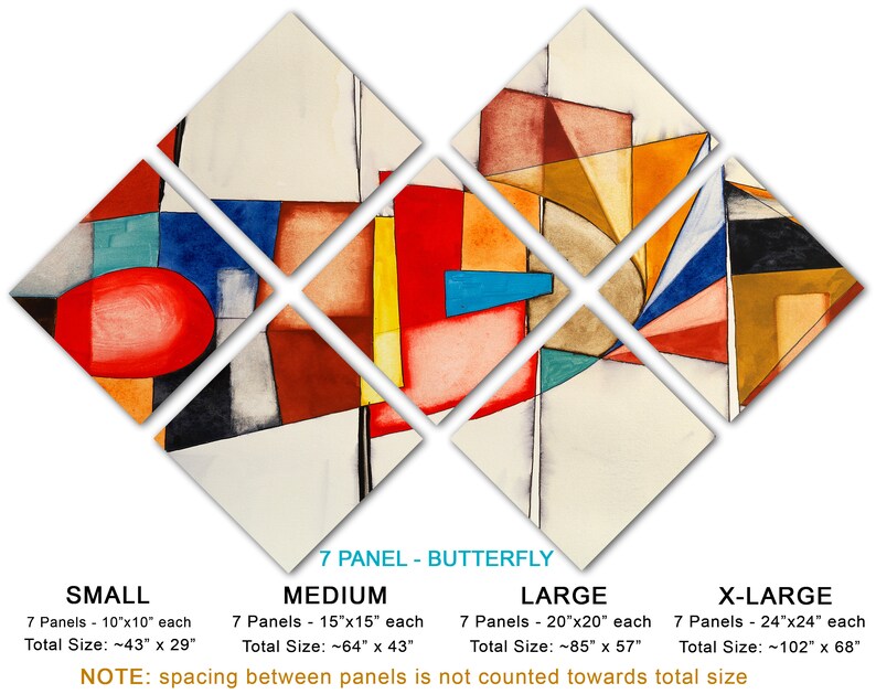 Abstract Shapes Art 3 Panel Split Triptych Canvas Print. | Etsy