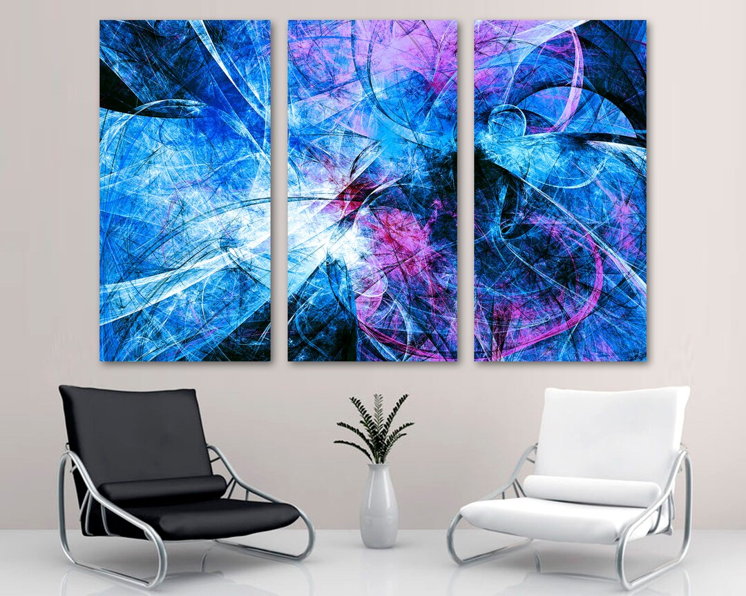 Abstract Color Motion Wall Art Blue Fractal Canvas Print. Abstract Art ...