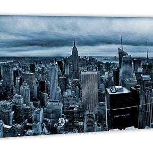 Blue New York Skyline Wall Art Canvas Print - NY Cityscape, NYC Skyline ...