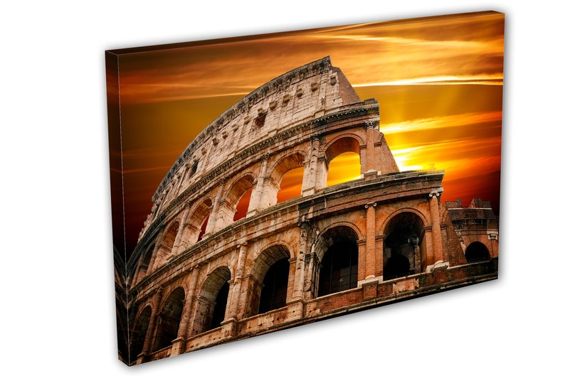 Roman Colosseum Canvas Print at Sunset, Ancient Rome Landmark ...