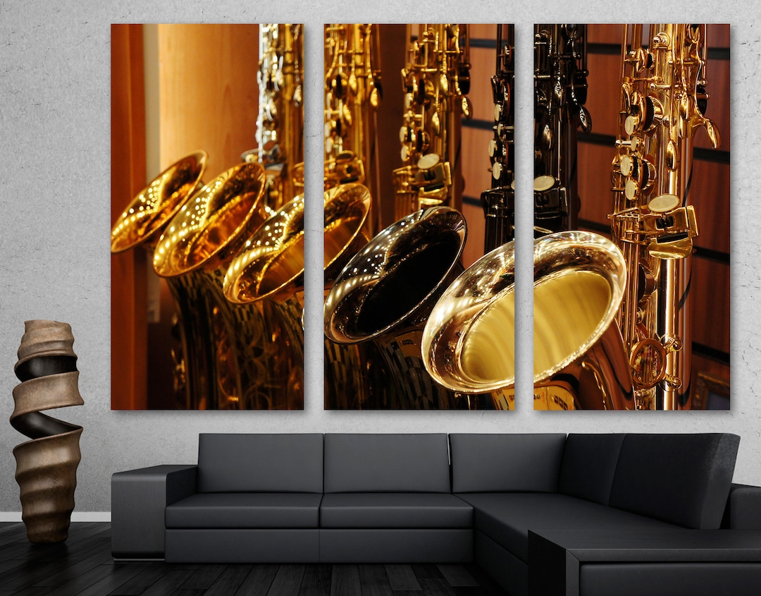 Saxophones Canvas Print Musical Wall Art - Musical Instrument Art ...