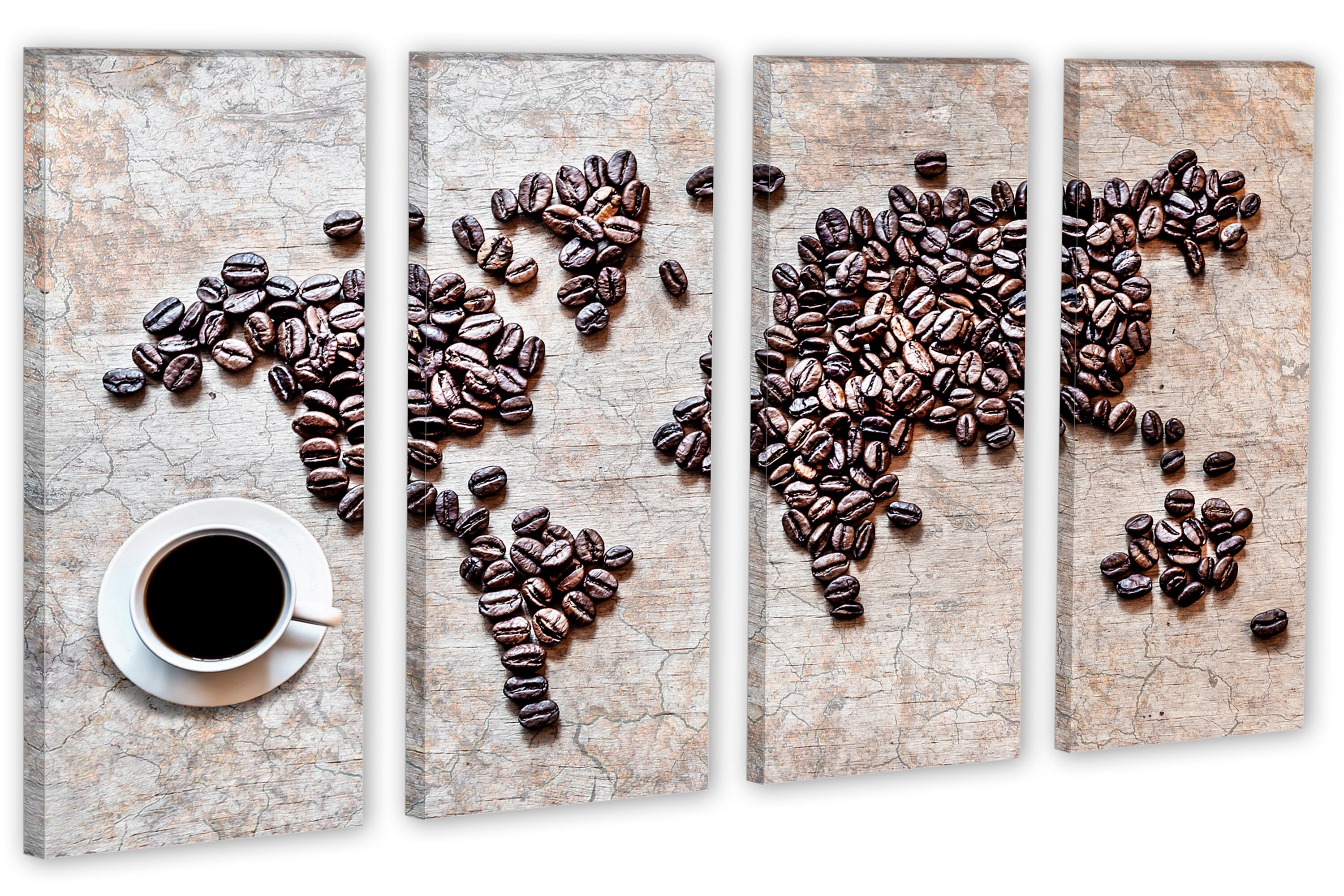 World Map Coffee Bean Canvas Print Wall Art, Coffee Shop Art, Kitchen ...
