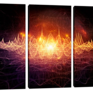 Abstract Sound Wave Wall Art Canvas Print Orange. Fractal Art, Sound ...