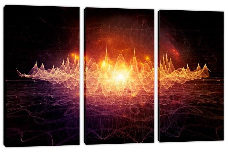 Abstract Sound Wave Wall Art Canvas Print Orange. Fractal Art, Sound ...