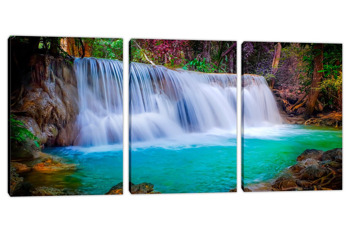 Forest Waterfall Wall Art Canvas Print. Forest Art Forest | Etsy