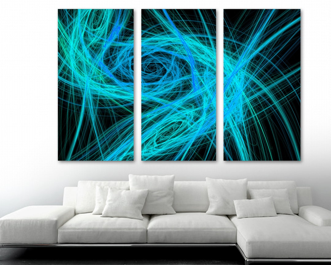 Blue Fire Vortex Abstract Wall Art Canvas Print - Fractal Art, Abstract ...