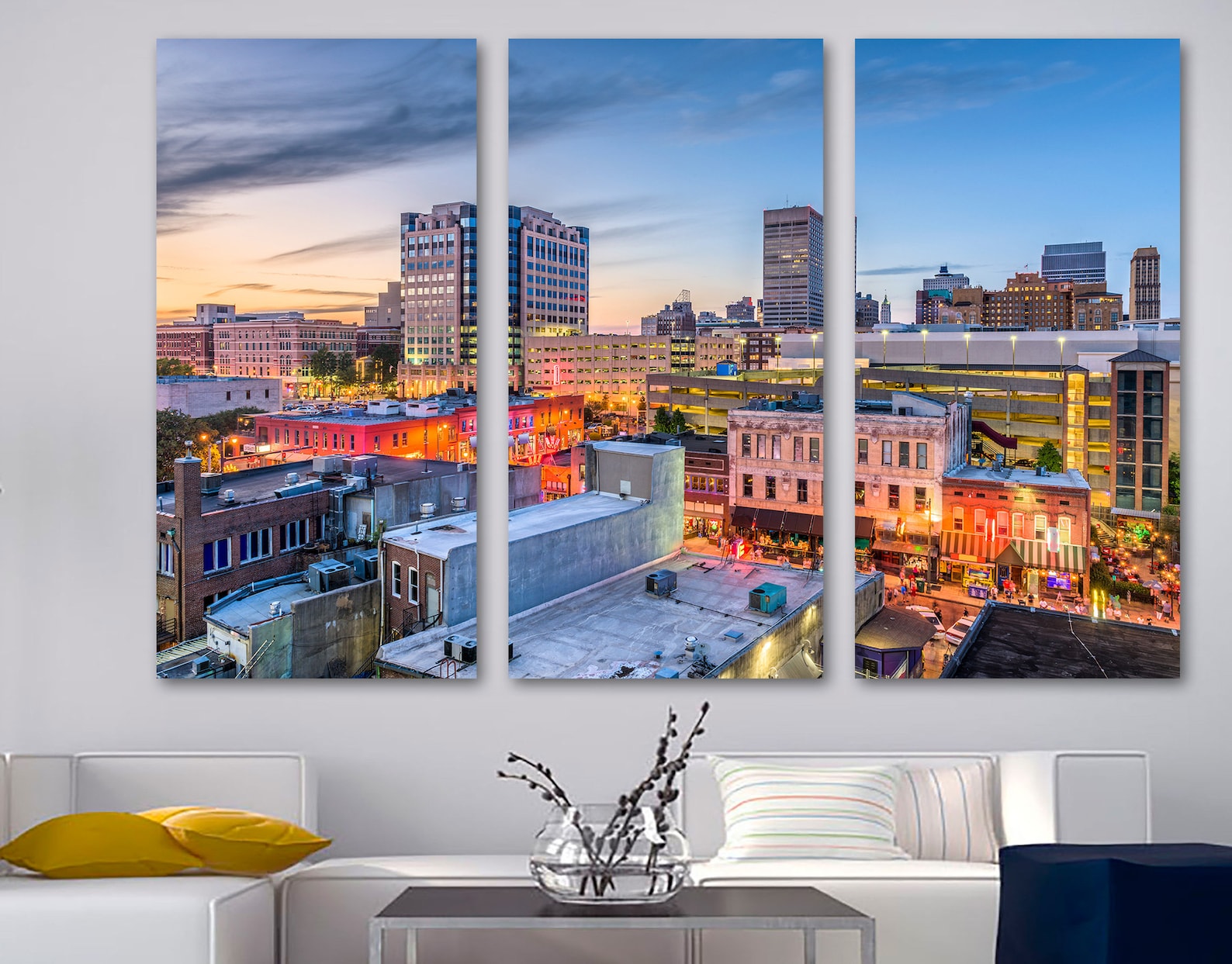 Memphis Tennessee Canvas Wall Art Skyline at Dusk, Beale Street ...