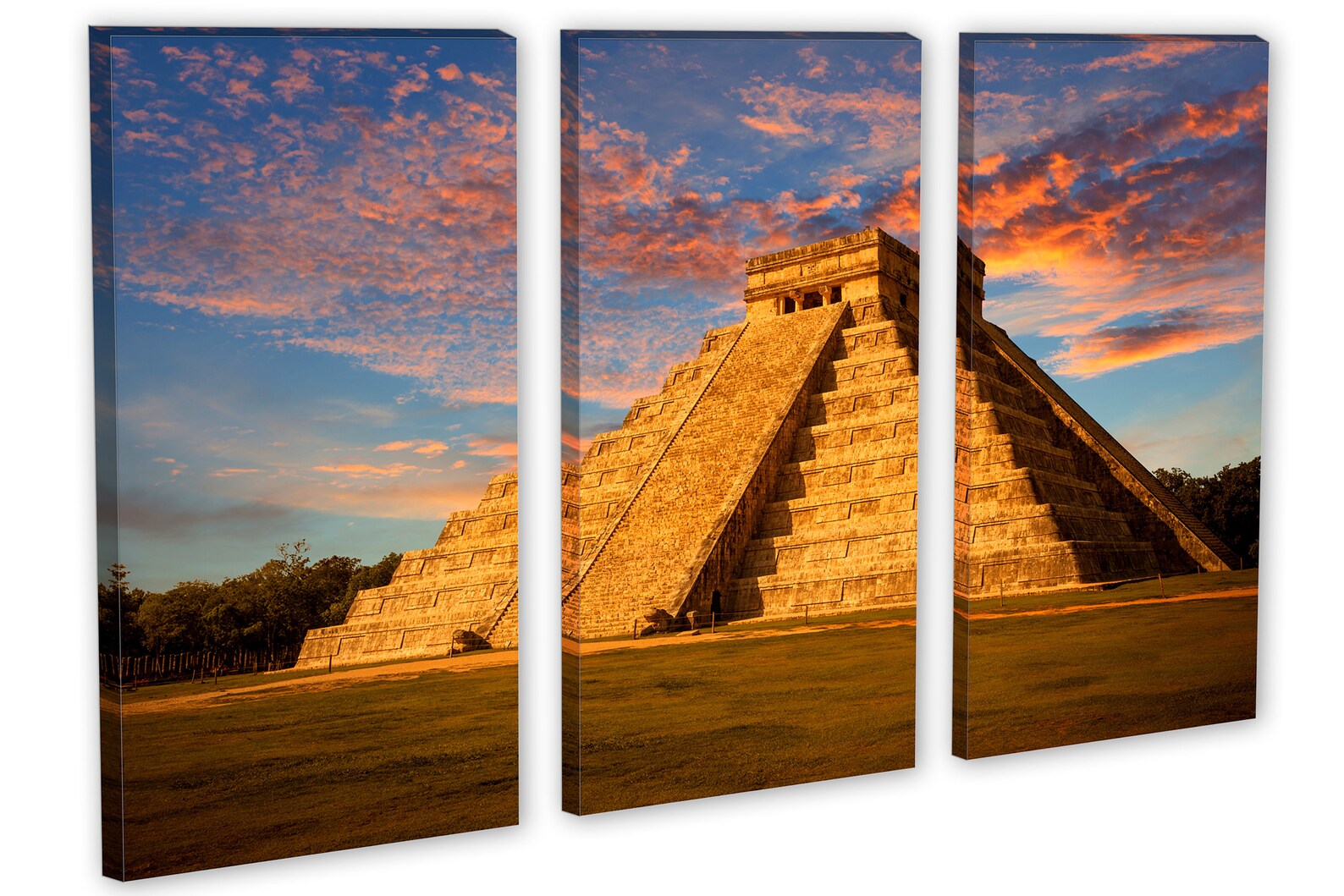 Chichen Itza Kukulkan Temple 3 Panel Split Triptych Canvas | Etsy