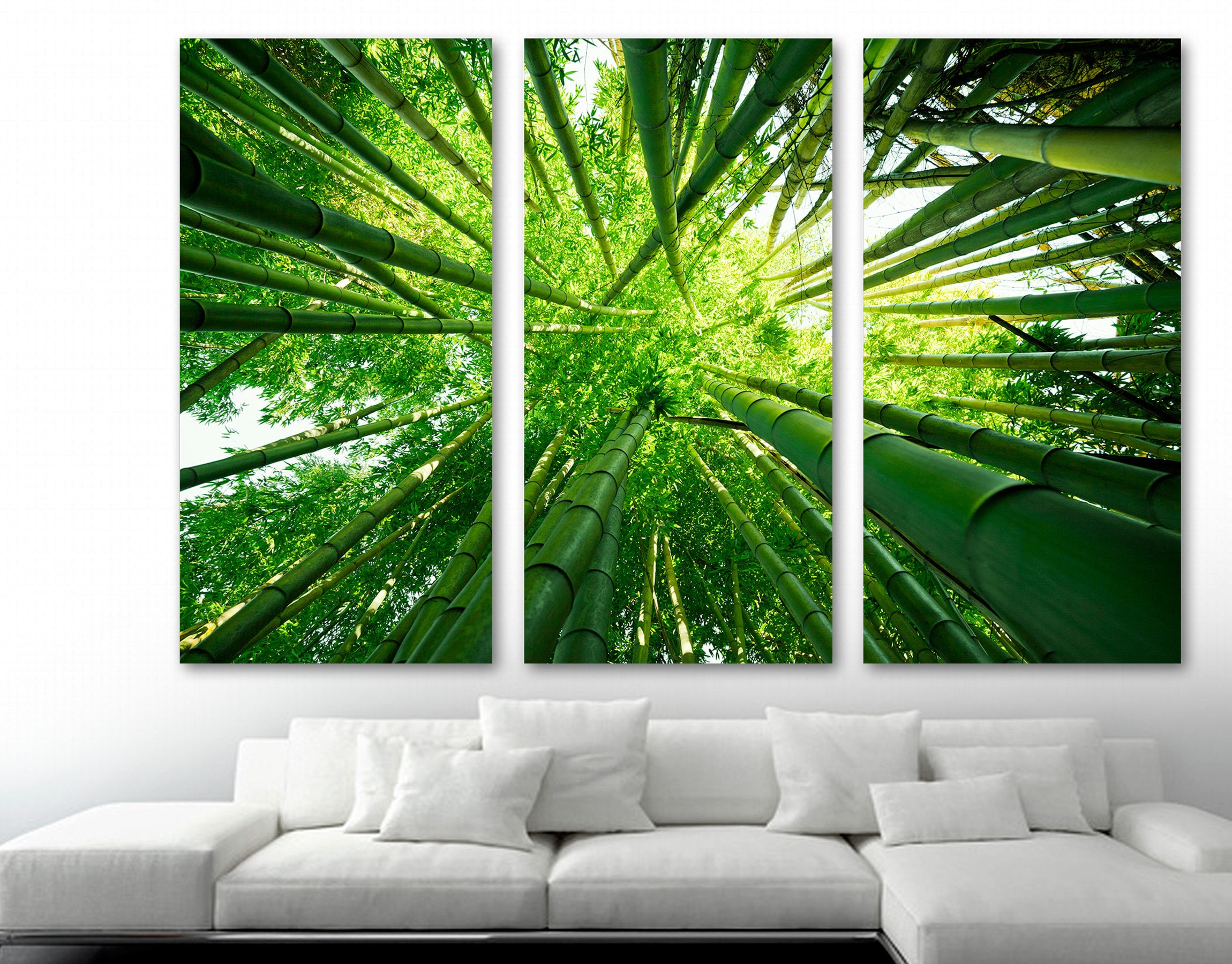 Green Bamboo Trees Wall Art Canvas Print. Office decor bamboo | Etsy