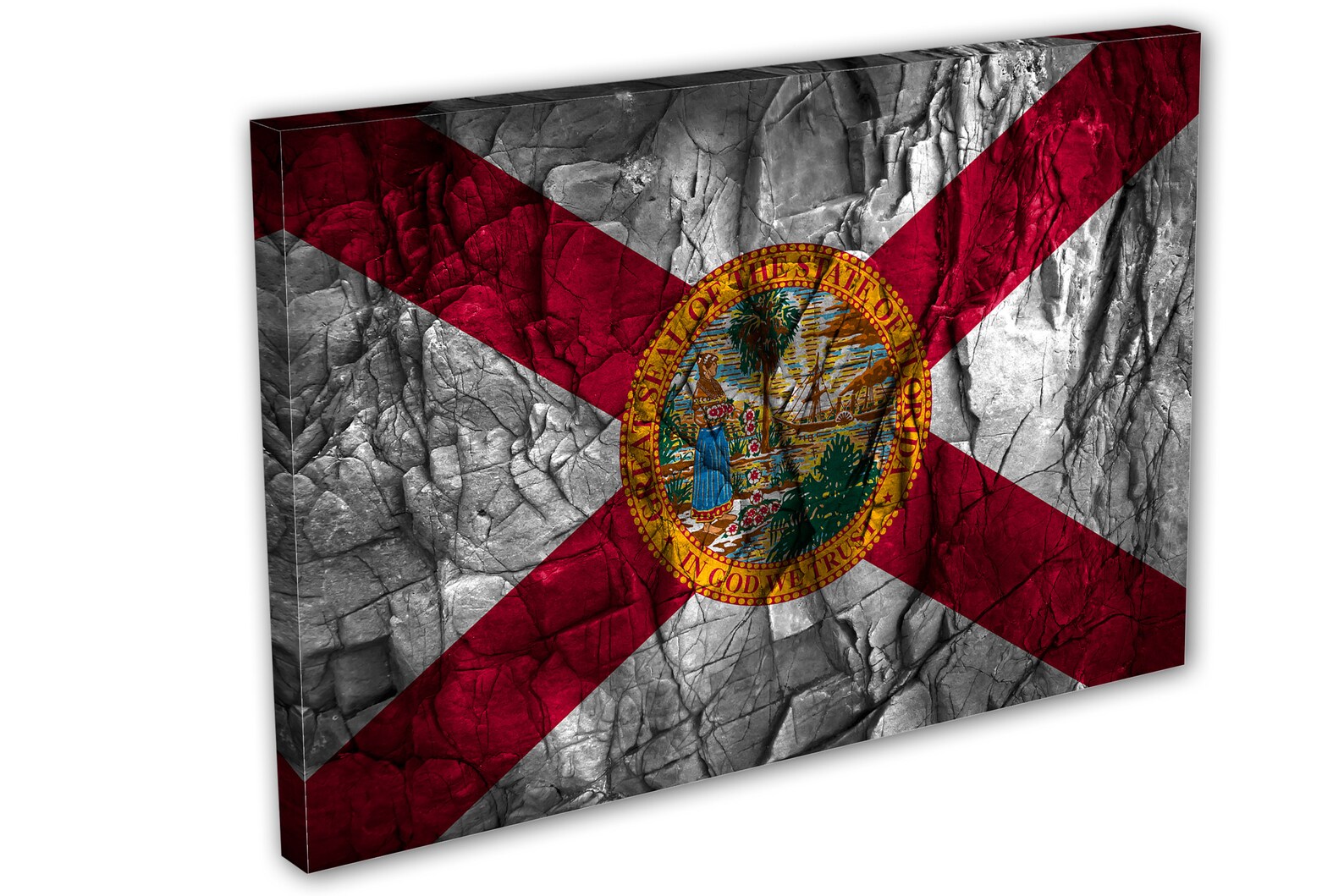 Florida Flag Stone Effect Wall Art Canvas Print 3 Panel - Etsy