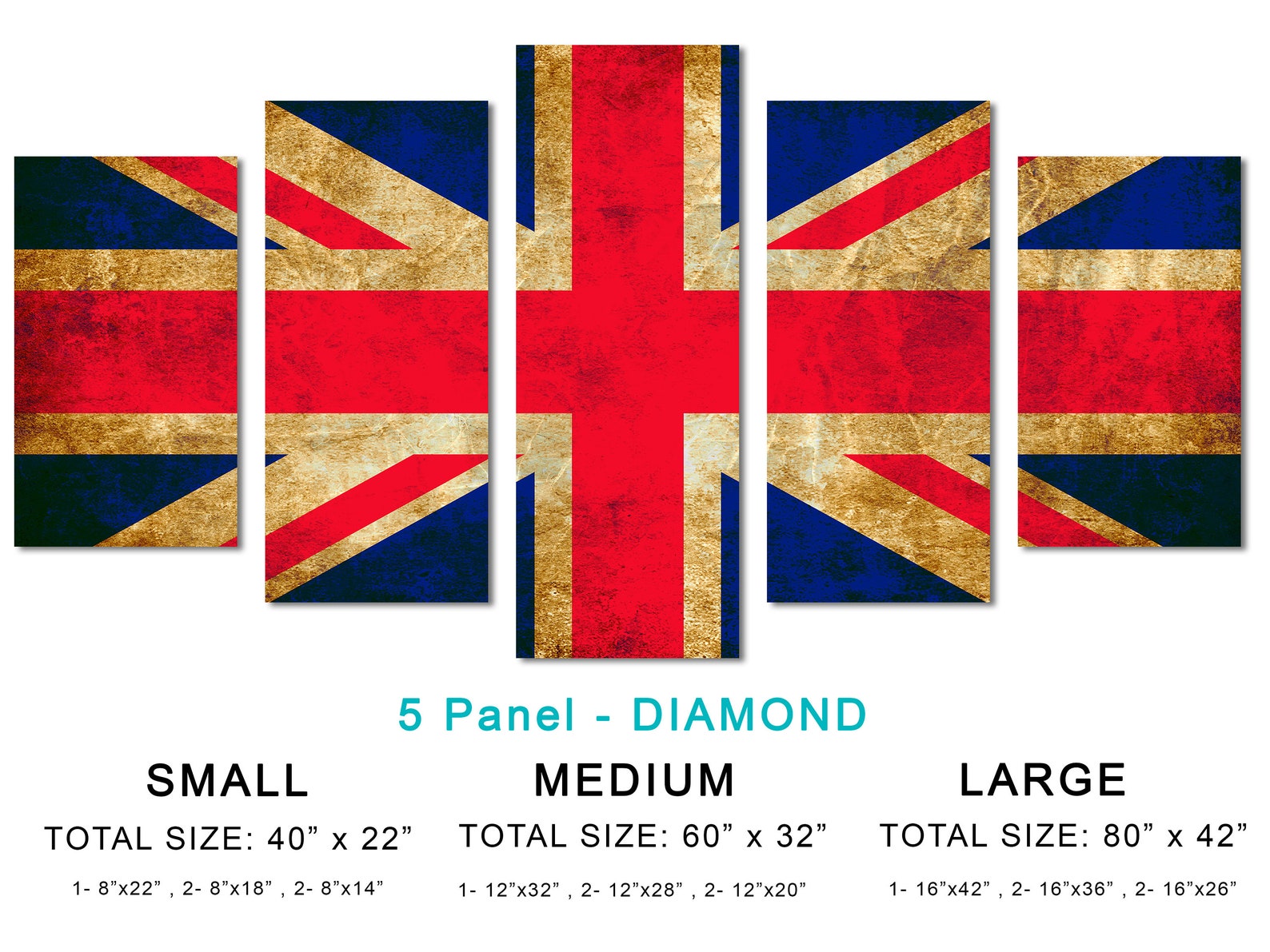 British Flag Rustic Grunge Canvas Print Wall Art 3 Panel - Etsy