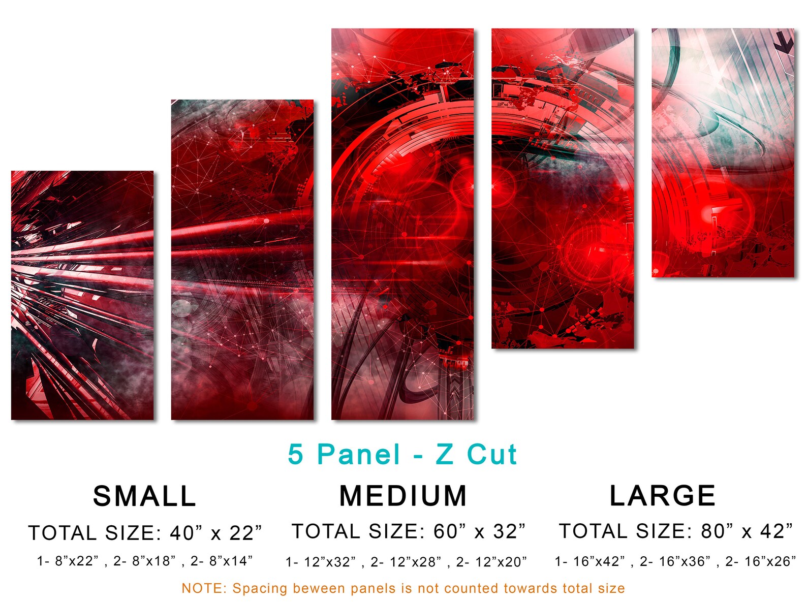 Abstract Wall Art Technology Canvas Print. Red Digital Art | Etsy