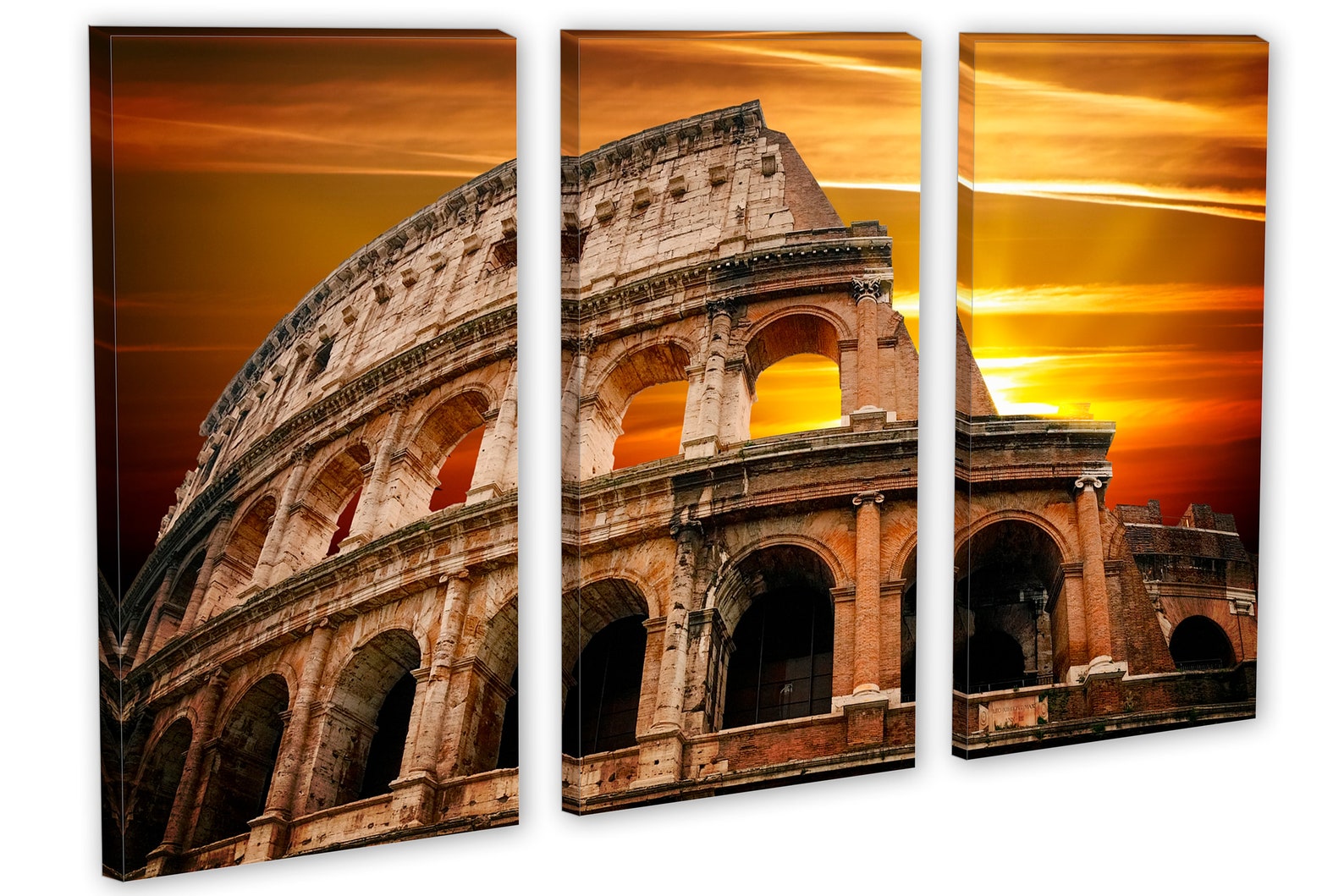 Roman Colosseum Canvas Print at Sunset, Ancient Rome Landmark ...