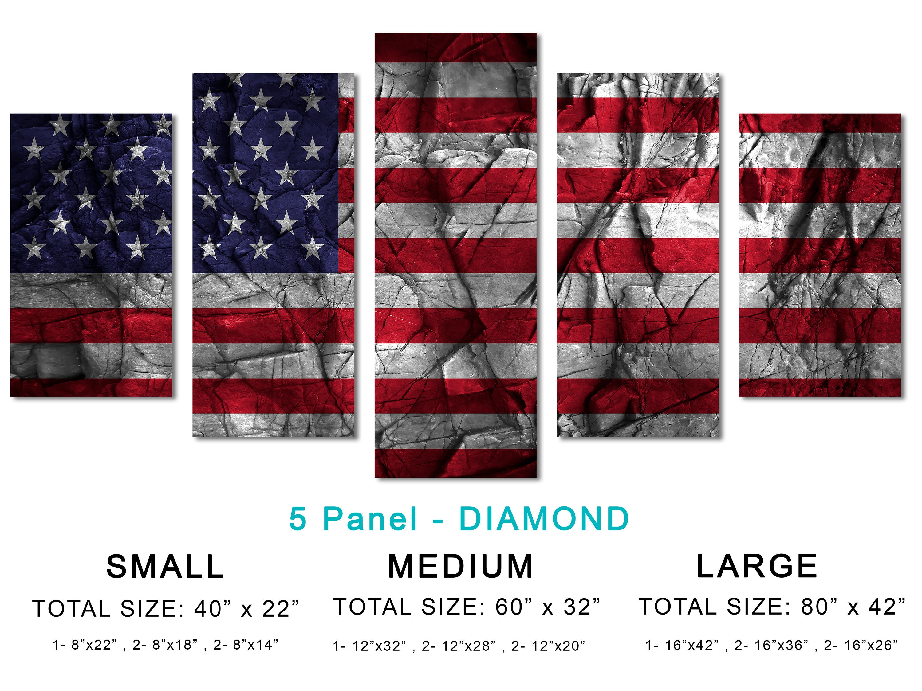 American Flag Canvas Print USA Wall Art Stone Back Effect 3 | Etsy