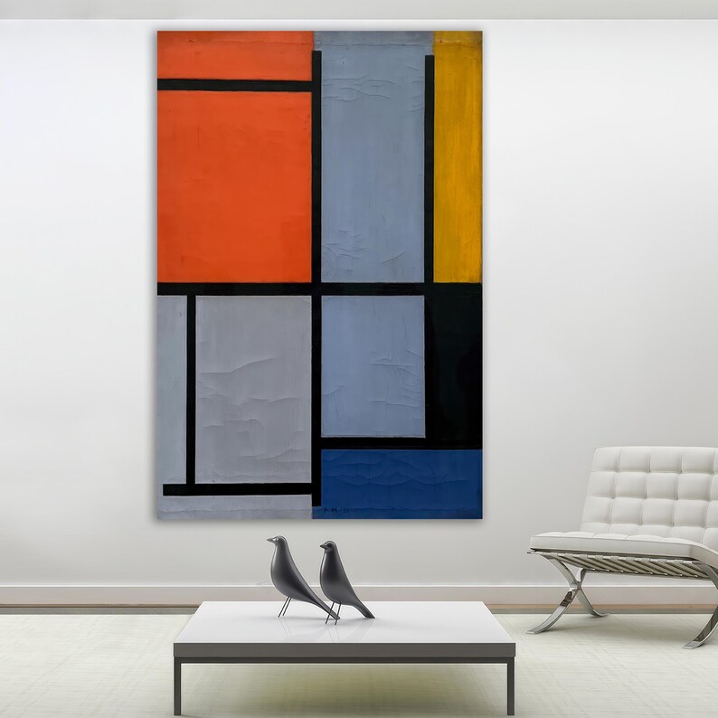 Tableau 3 Canvas Wall Art Piet Mondrian Print Red, Orange, Yellow ...