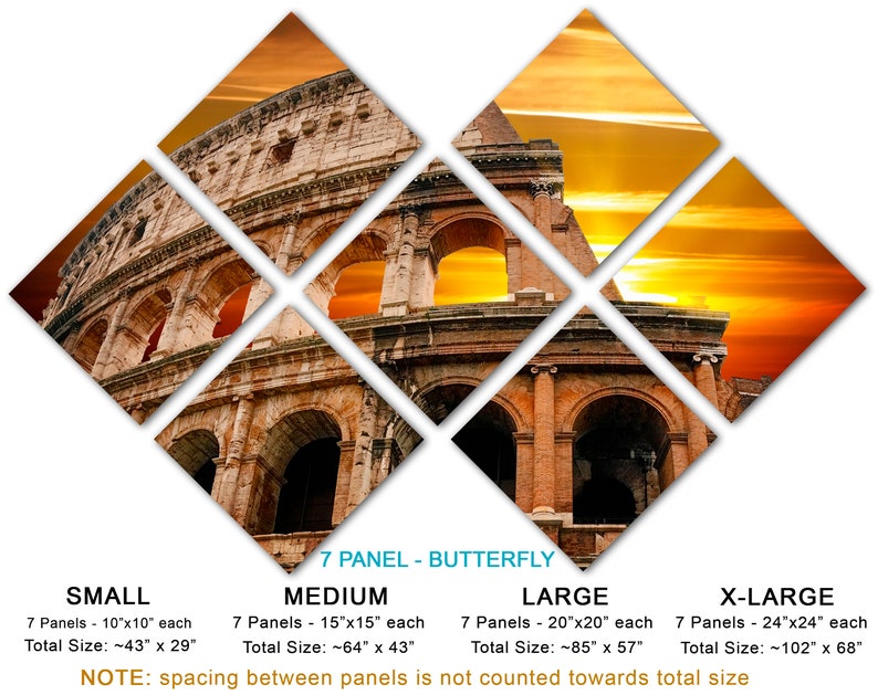 Coliseum Rome Italy 3 Panel Split Triptych Canvas Print. | Etsy